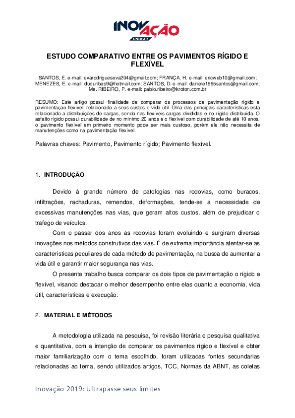 (PDF) Estudo comparativo entre os pavimentos rígido e flexível