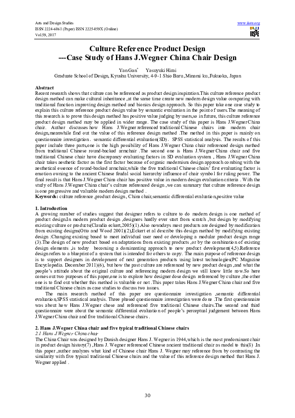 (PDF) Culture Reference Product Design ---Case Study of Hans J.Wegner ...