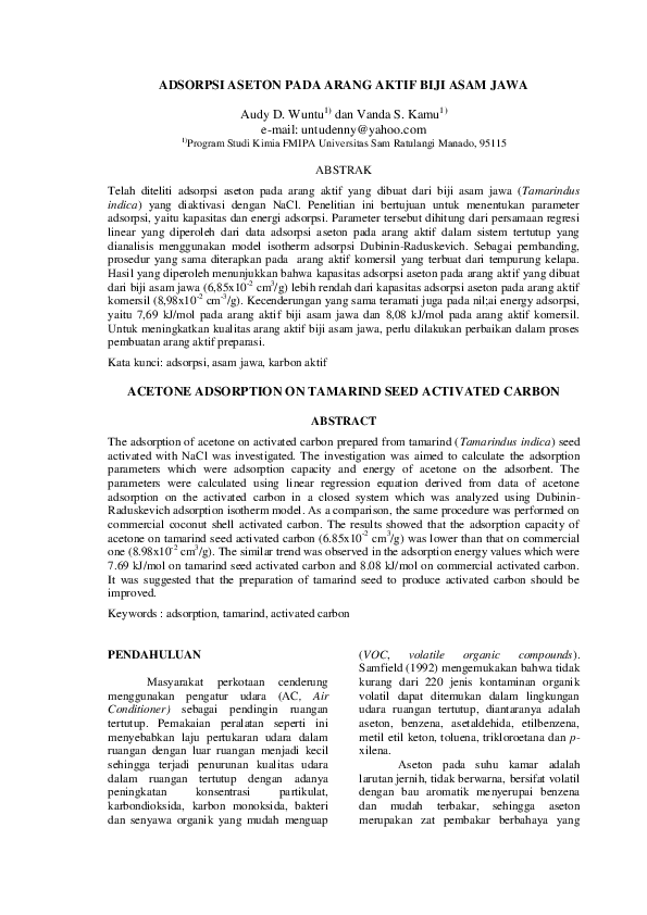 (PDF) Adsorpsi Aseton Pada Arang Aktif Biji Asam Jawa