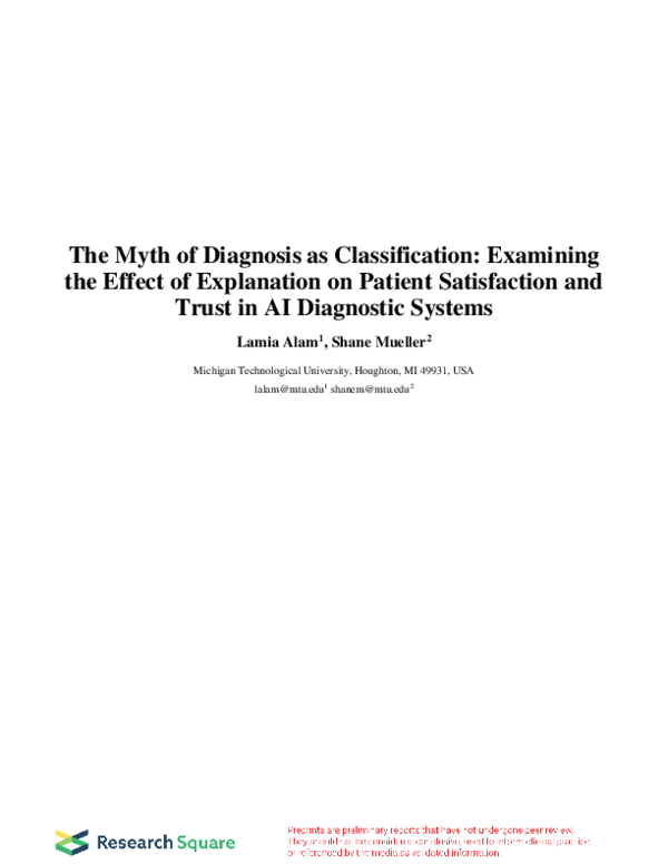(PDF) The Myth of Diagnosis as Classification: Examining the Effect of ...