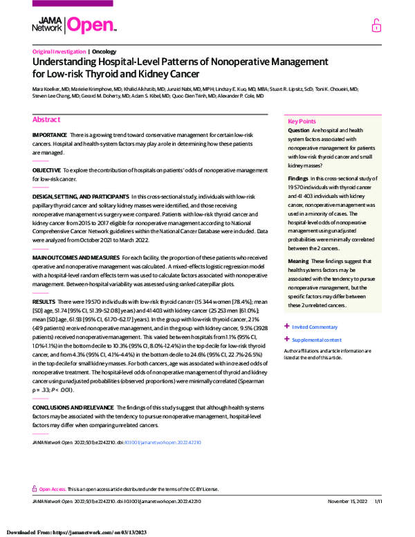 (PDF) Understanding Hospital-Level Patterns of Nonoperative Management ...