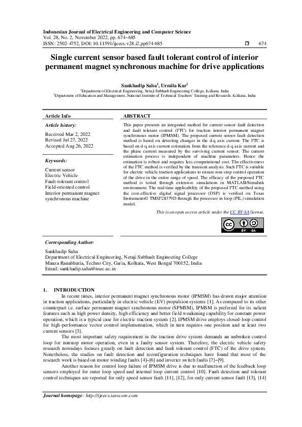 Pdf Single Current Sensor Based Fault Tolerant Control Of Interior