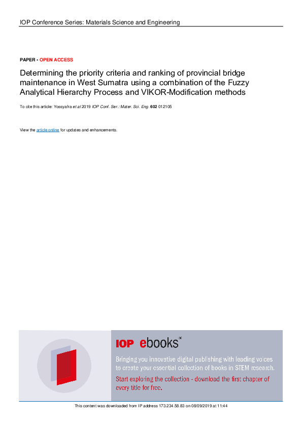 (PDF) Determining the priority criteria and ranking of provincial bridge maintenance in West ...