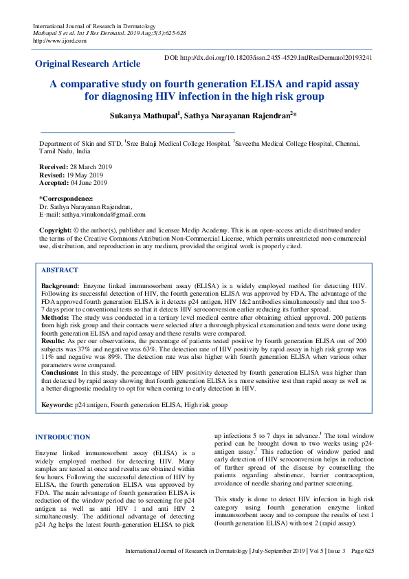 (PDF) A comparative study on fourth generation ELISA and rapid assay ...