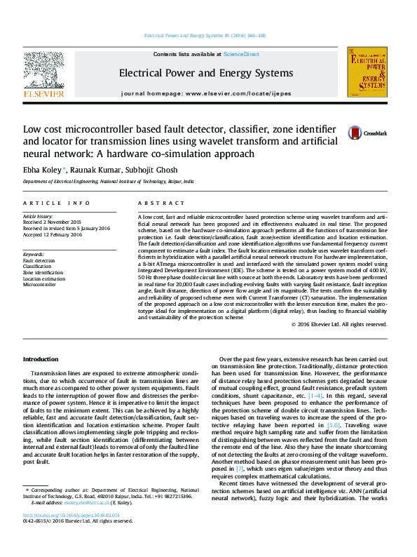 (PDF) Low cost microcontroller based fault detector, classifier, zone identifier and locator for ...