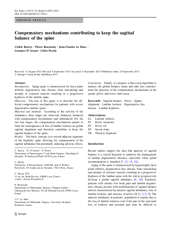 (PDF) Compensatory mechanisms contributing to keep the sagittal balance of the spine