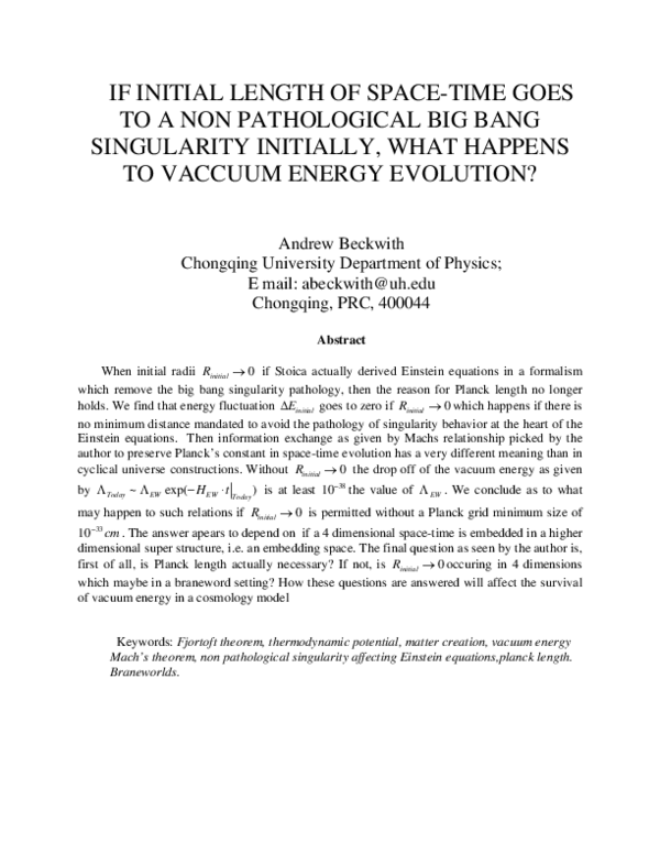 (PDF) If Initial Length of Space-Time Goes to a Non Pathological Big ...