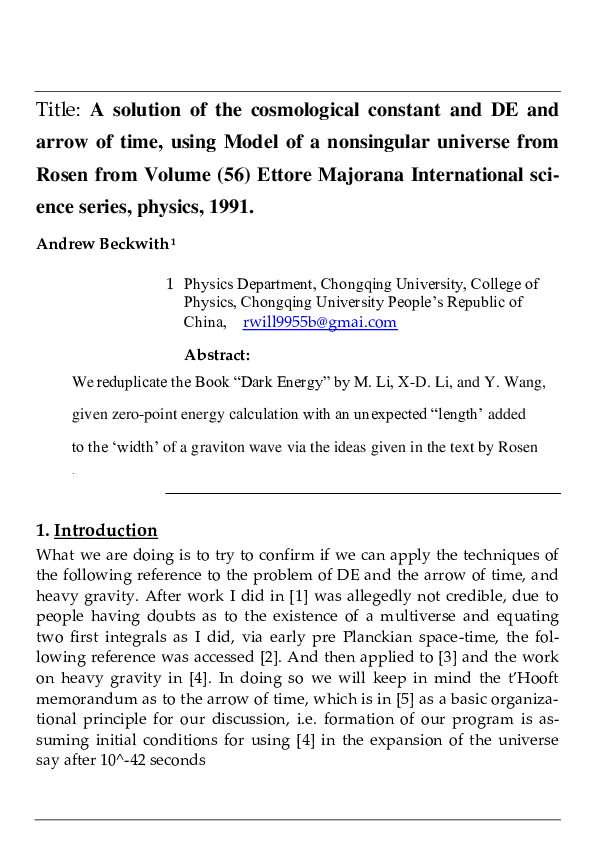 (PDF) A Solution of the Cosmological Constant and DE and Arrow of Time ...