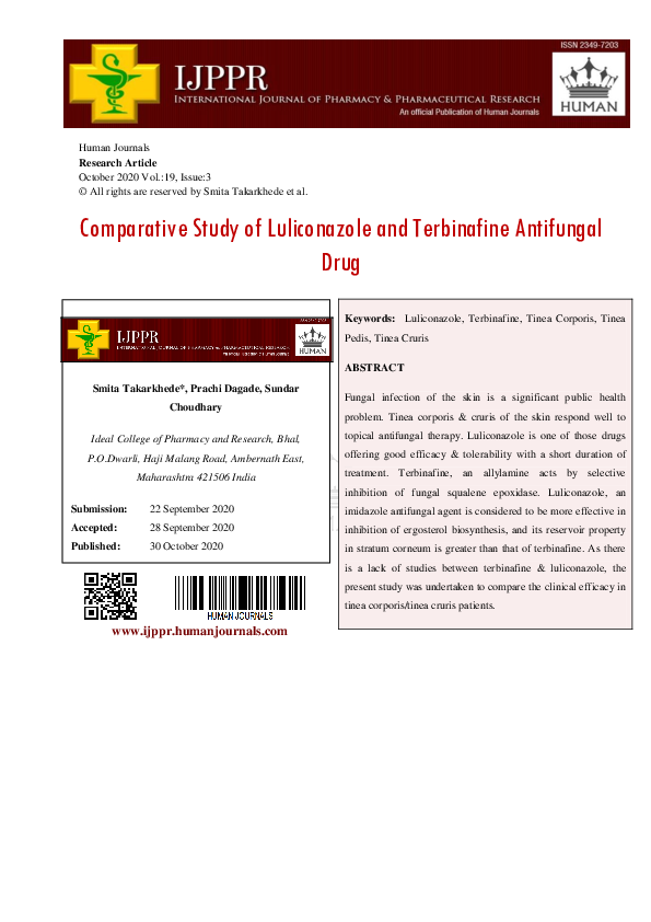 (PDF) Comparative Study of Luliconazole and Terbinafine Antifungal Drug