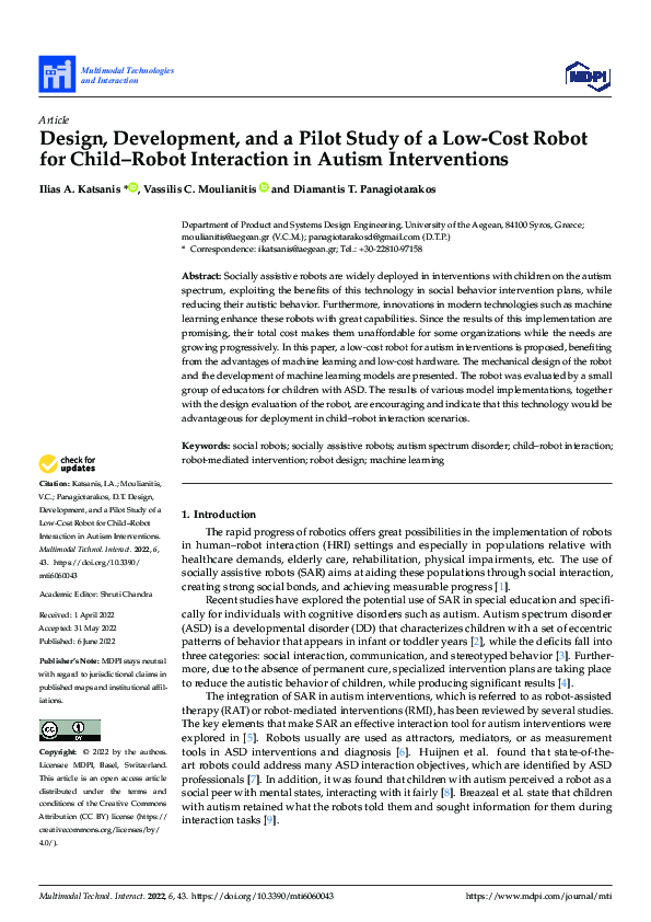 (PDF) Design, Development, and a Pilot Study of a Low-Cost Robot for Child–Robot Interaction in ...