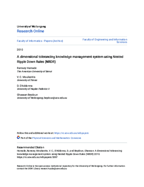 (PDF) A dimensional tolerancing knowledge management system using ...