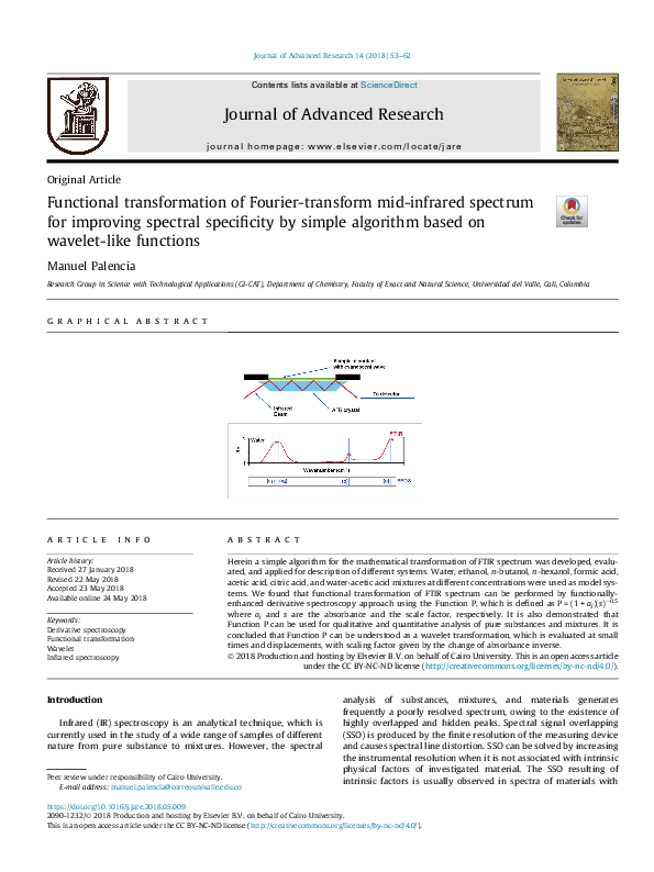 (PDF) Functional transformation of Fourier-transform mid-infrared spectrum for improving ...