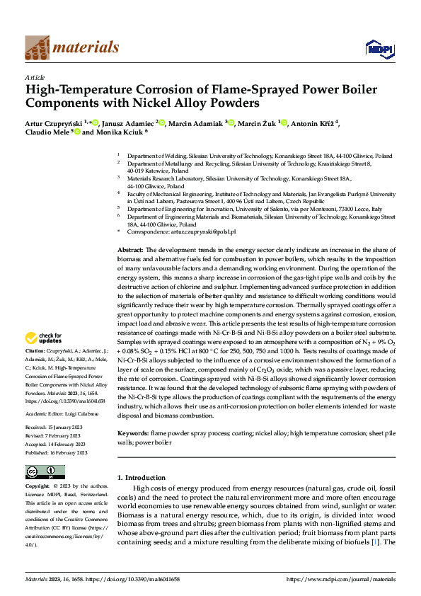 (PDF) High-Temperature Corrosion of Flame-Sprayed Power Boiler ...