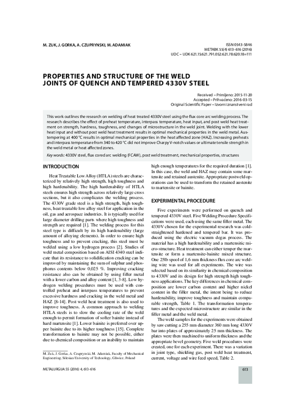 (PDF) Properties and structure of the weld joints of quench and ...