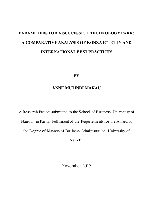 (PDF) Parameters for a successful technology park: a comparative ...