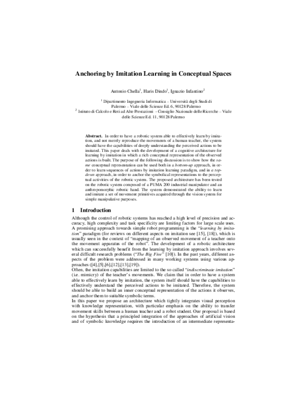 (PDF) Anchoring by Imitation Learning in Conceptual Spaces | Ignazio Infantino - Academia.edu