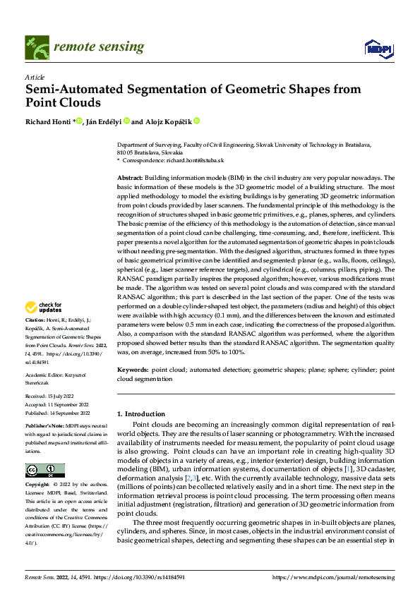 (PDF) Semi-Automated Segmentation of Geometric Shapes from Point Clouds