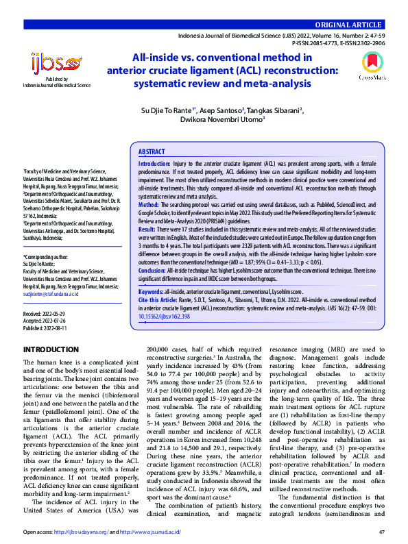 (PDF) All-inside vs. conventional method in anterior cruciate ligament ...