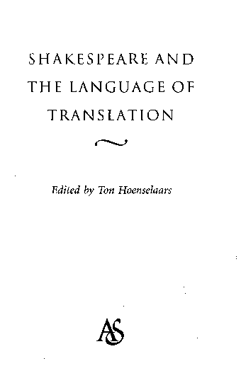 (PDF) Shakespeare and the Language of Translation