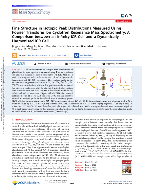 (PDF) Fine Structure in Isotopic Peak Distributions Measured Using Fourier Transform Ion ...