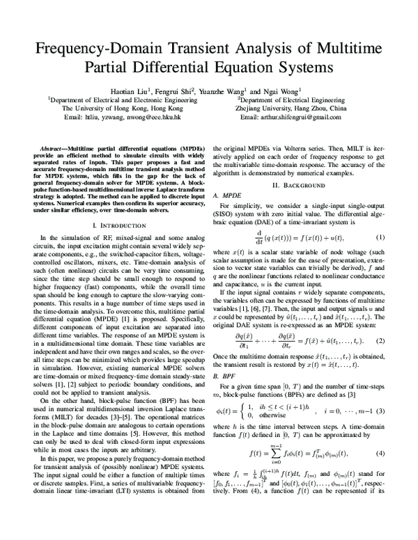 (PDF) Frequency-domain transient analysis of multitime partial ...