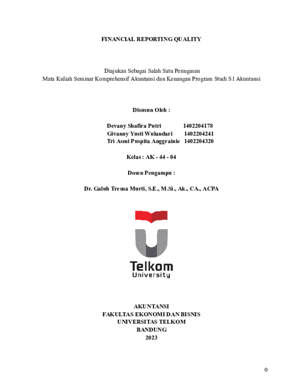 (PDF) FINANCIAL REPORTING QUALITY