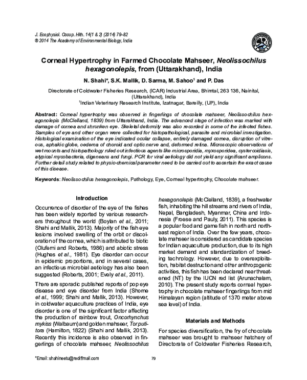 (PDF) Corneal Hypertrophy in Farmed Chocolate Mahseer, Neolissochilus ...