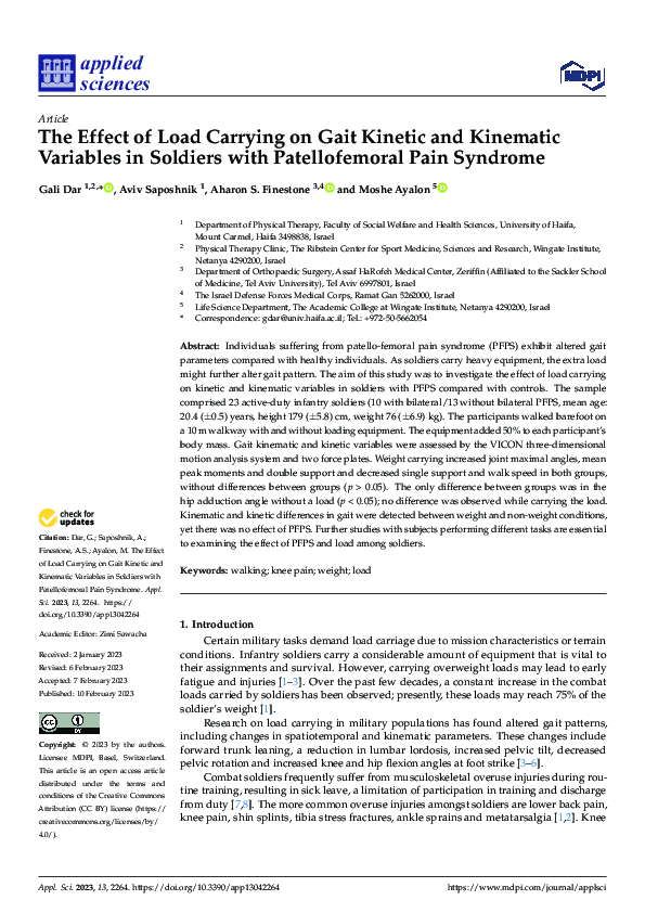 (PDF) The Effect of Load Carrying on Gait Kinetic and Kinematic Variables in Soldiers with ...