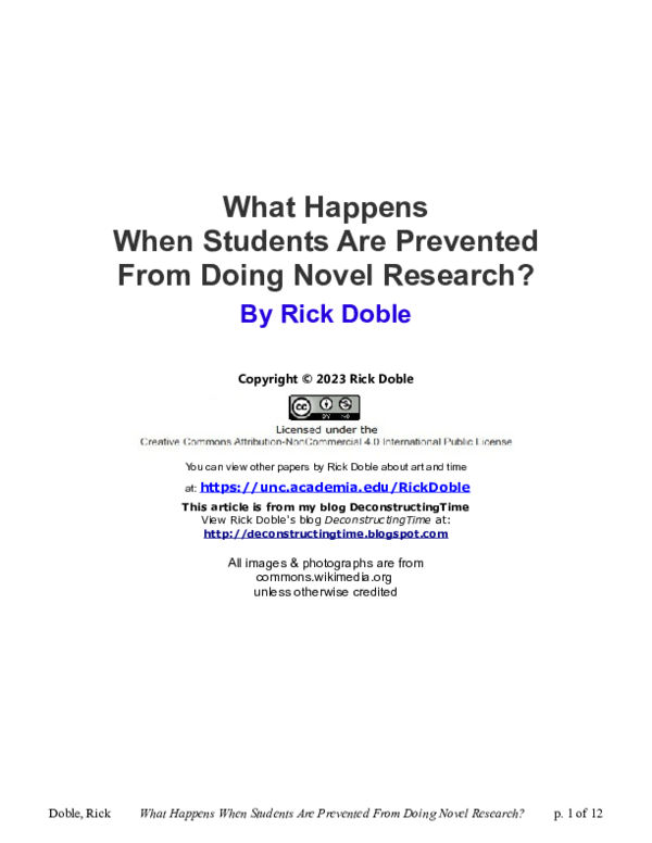 (PDF) What Happens When Students Are Prevented From Doing Novel Research?