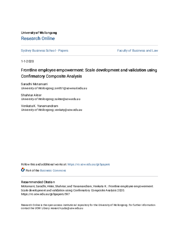 Pdf Empowering Frontline Employees In Analytics