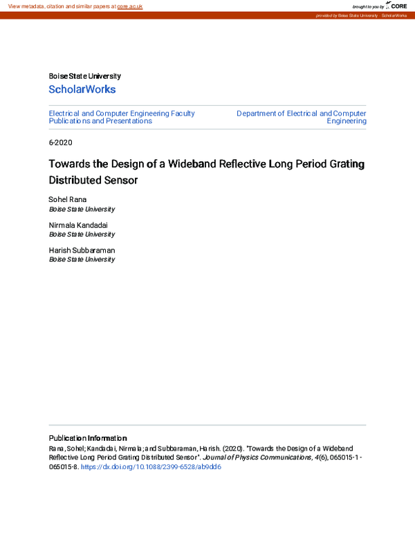 (PDF) Towards the design of a wideband reflective long period grating distributed sensor
