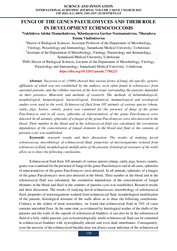 (PDF) FUNGI OF THE GENUS PAECILOMYCES AND THEIR ROLE IN DEVELOPMENT ...