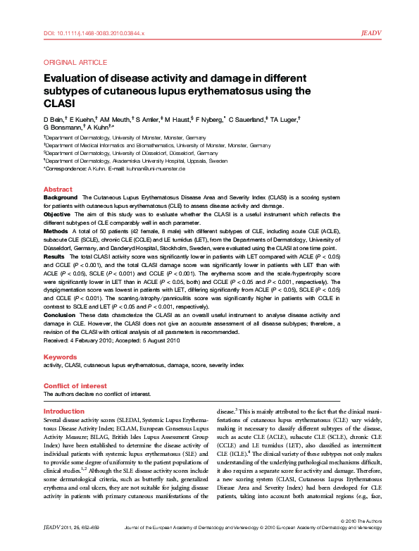 (PDF) Evaluation of disease activity and damage in different subtypes ...