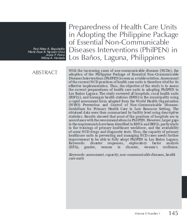 (PDF) Preparedness of Health Care Units in Adopting the Philippine ...
