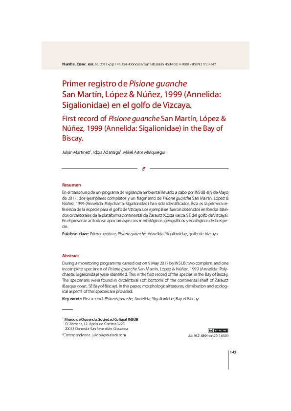 (PDF) Primer registro de Pisione guanche San Martín, López & Núñez ...
