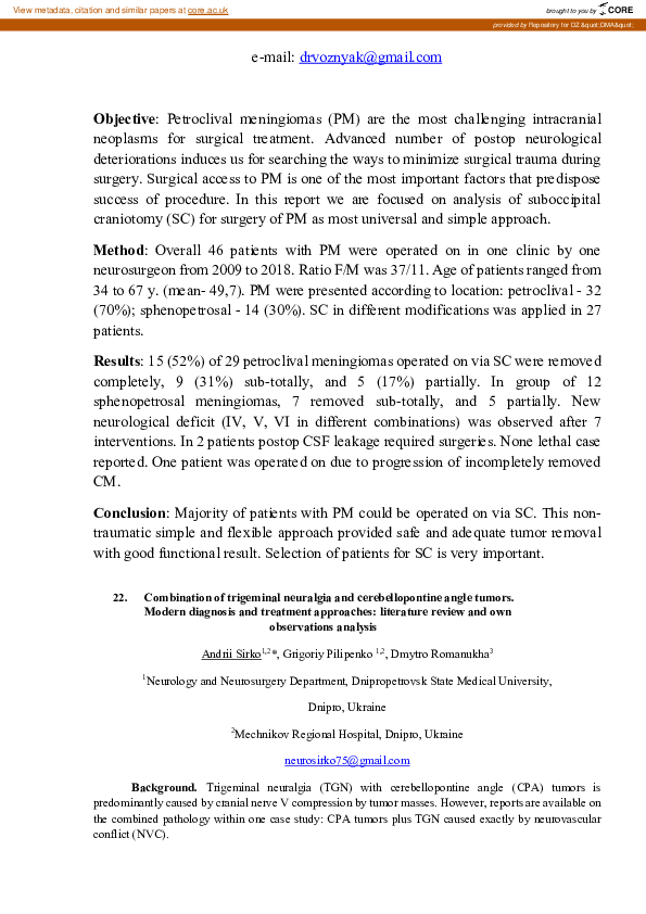 (PDF) Combination of trigeminal neuralgia and cerebellopontine angle ...