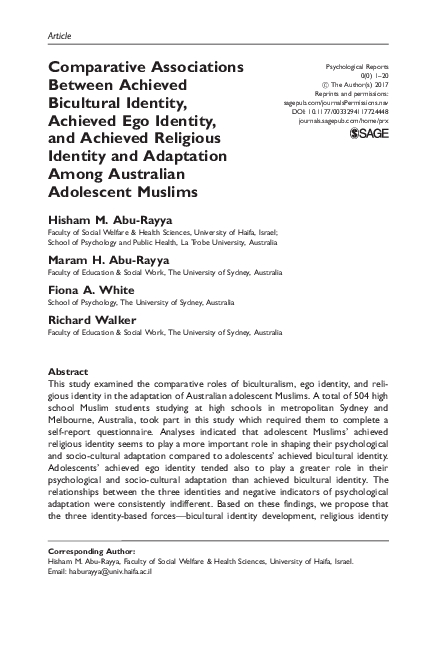 (PDF) Comparative Associations Between Achieved Bicultural Identity ...
