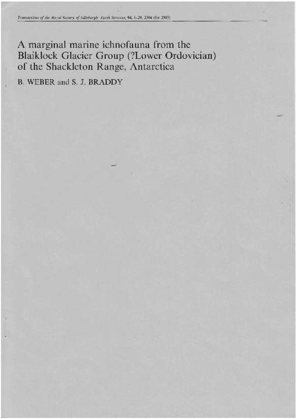 (PDF) A marginal marine ichnofauna from the Blaiklock Glacier Group ...
