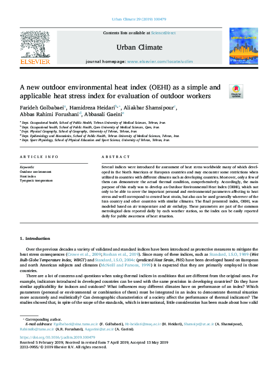 (PDF) A new outdoor environmental heat index (OEHI) as a simple and ...