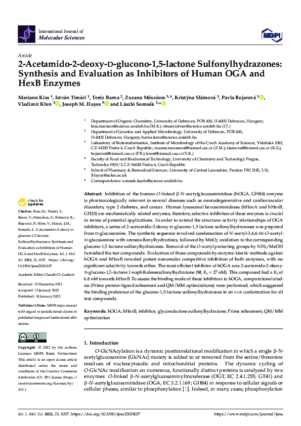 (PDF) 2-Acetamido-2-deoxy-d-glucono-1,5-lactone Sulfonylhydrazones ...