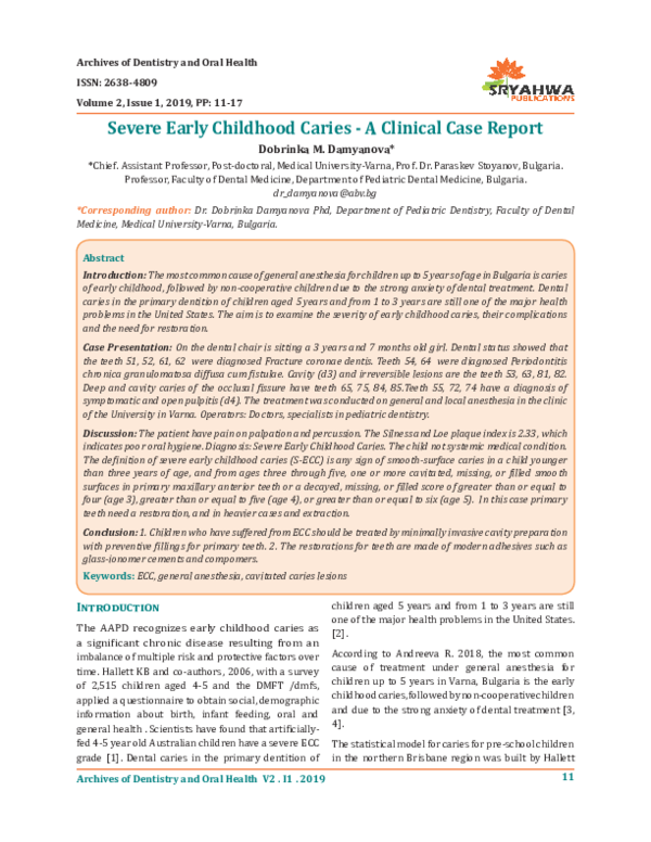 (PDF) Severe Early Childhood Caries - A Clinical Case Report