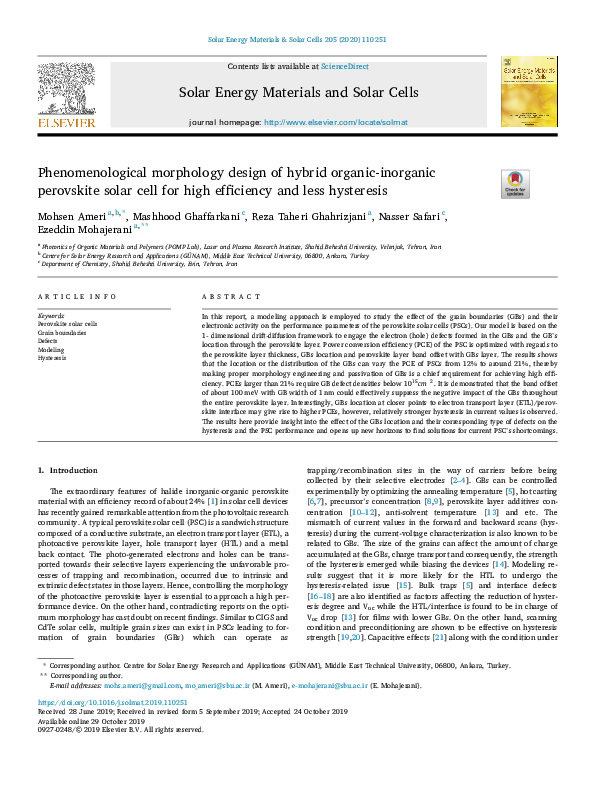 (PDF) Phenomenological morphology design of hybrid organic-inorganic perovskite solar cell for ...