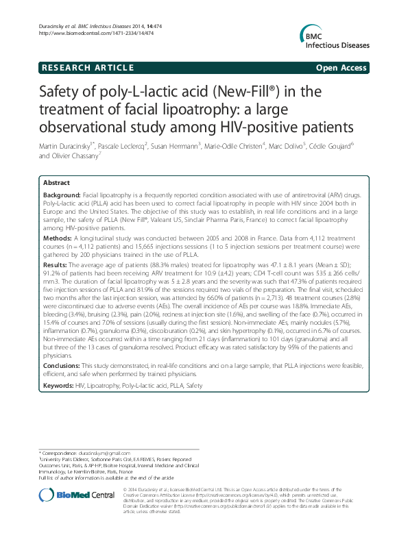 (PDF) Safety of poly-L-lactic acid (New-Fill®) in the treatment of ...