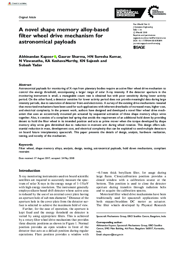(PDF) A novel shape memory alloy-based filter wheel drive mechanism for ...