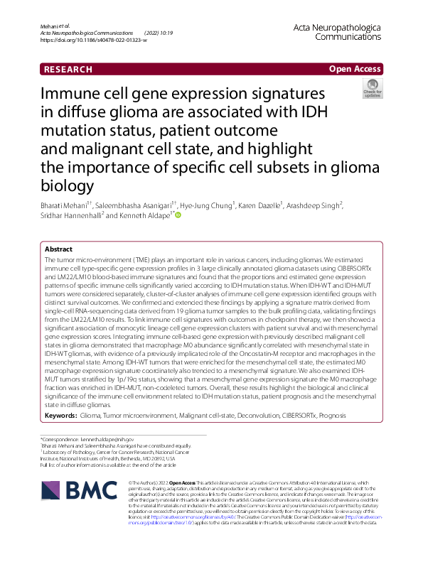 (PDF) Immune cell gene expression signatures in diffuse glioma are ...