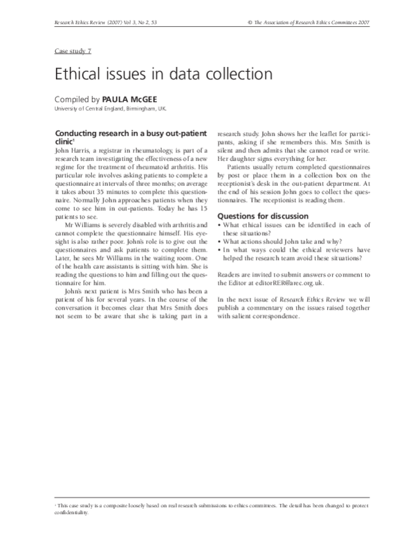 (PDF) Ethical Issues in Data Collection