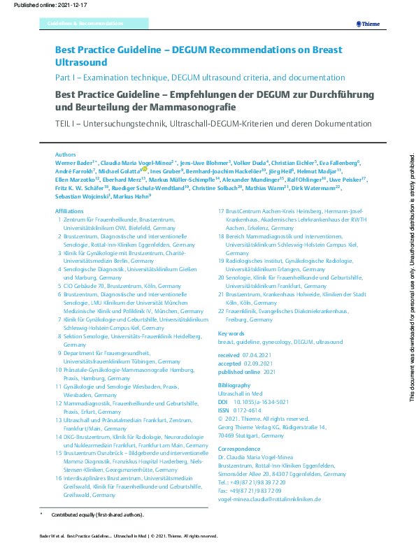 (PDF) Best Practice Guideline – DEGUM Recommendations on Breast ...
