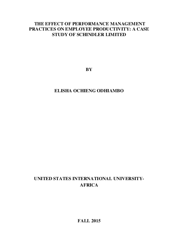 (PDF) The Effect of Performance Management Practices on Employee Productivity A Case Study of ...