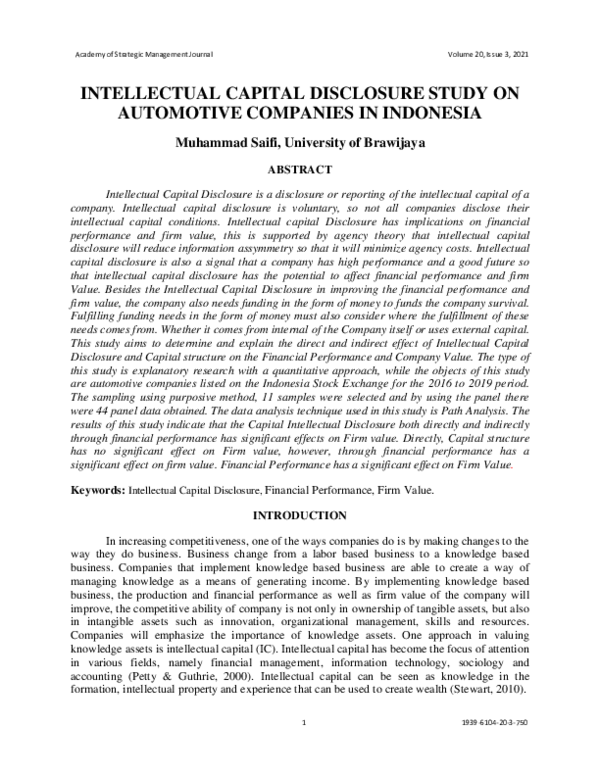 (PDF) Intellectual Capital Disclosure Study on Automotive Companies in Indonesia