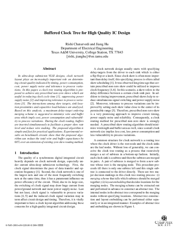 (PDF) Buffered clock tree for high quality IC design